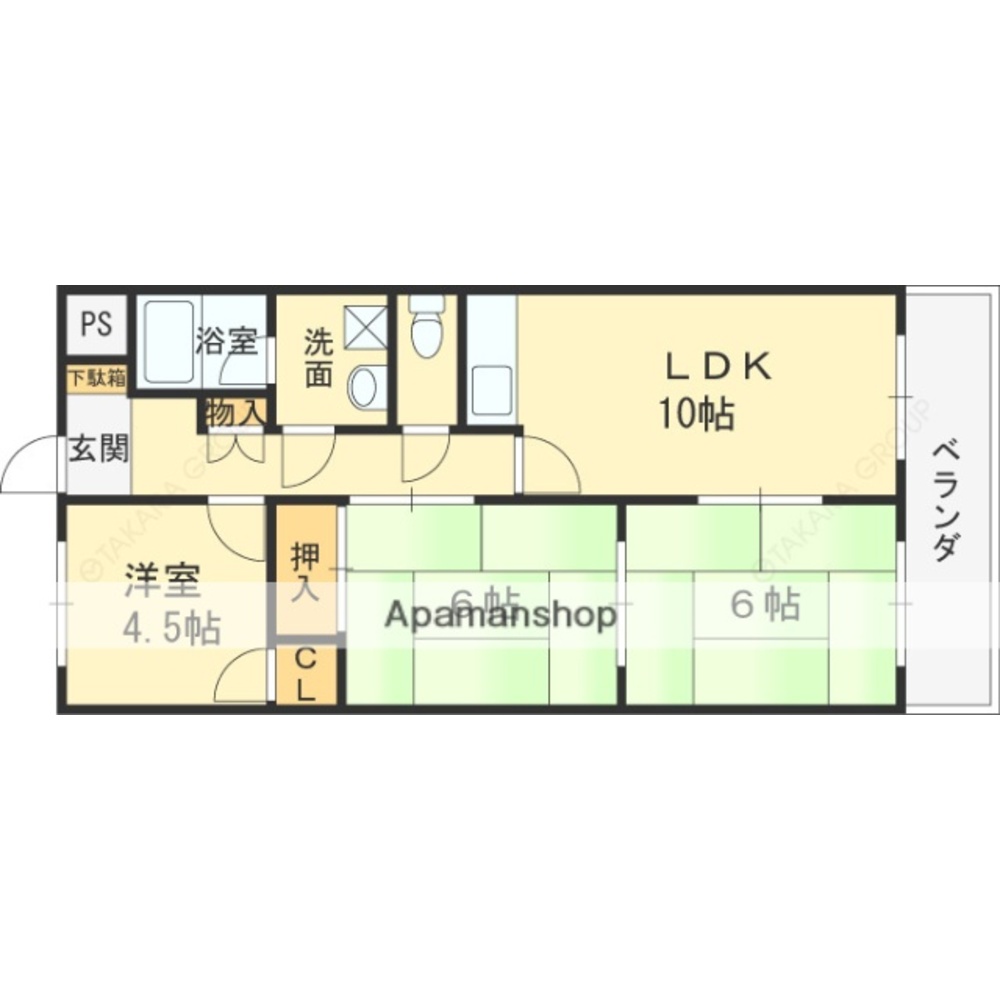コートヴィレッジ清水 大阪府東大阪市御幸町 (7万円／3LDK (和6 和6 洋4.5 LDK10)／57.98㎡)｜賃貸物件(賃貸マンション・アパート・一戸建て)の住宅情報・お部屋探しなら ...