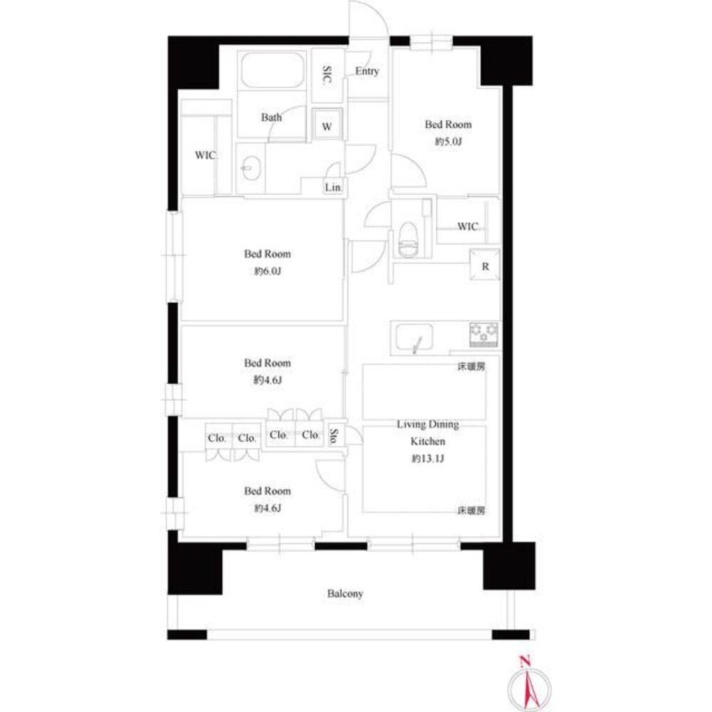 中央本線（JR東日本） 八王子駅 15階建 築6年 東京都八王子市八日町 (19.5万円／4LDK (洋6 洋5 洋4.6 洋4.6 L13.1)／75.26㎡)｜賃貸物件(賃貸マンション ...