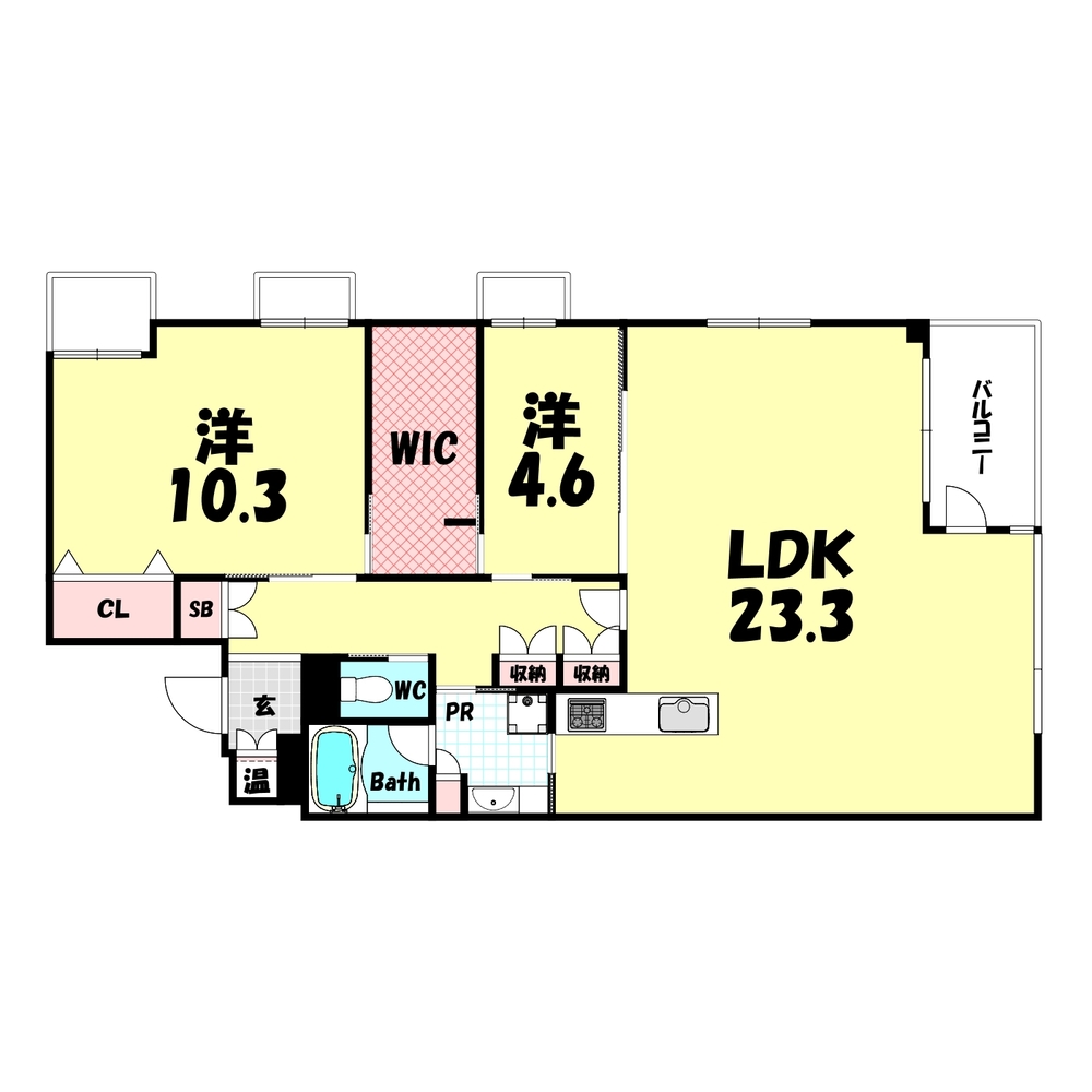 東海道本線（JR西日本） 元町駅 6階建 築44年 兵庫県神戸市中央区山本通4 (18万円／3LDK (洋10.3 洋4.6 LDK23.3)／90.8㎡)｜賃貸物件(賃貸マンション・アパート ...