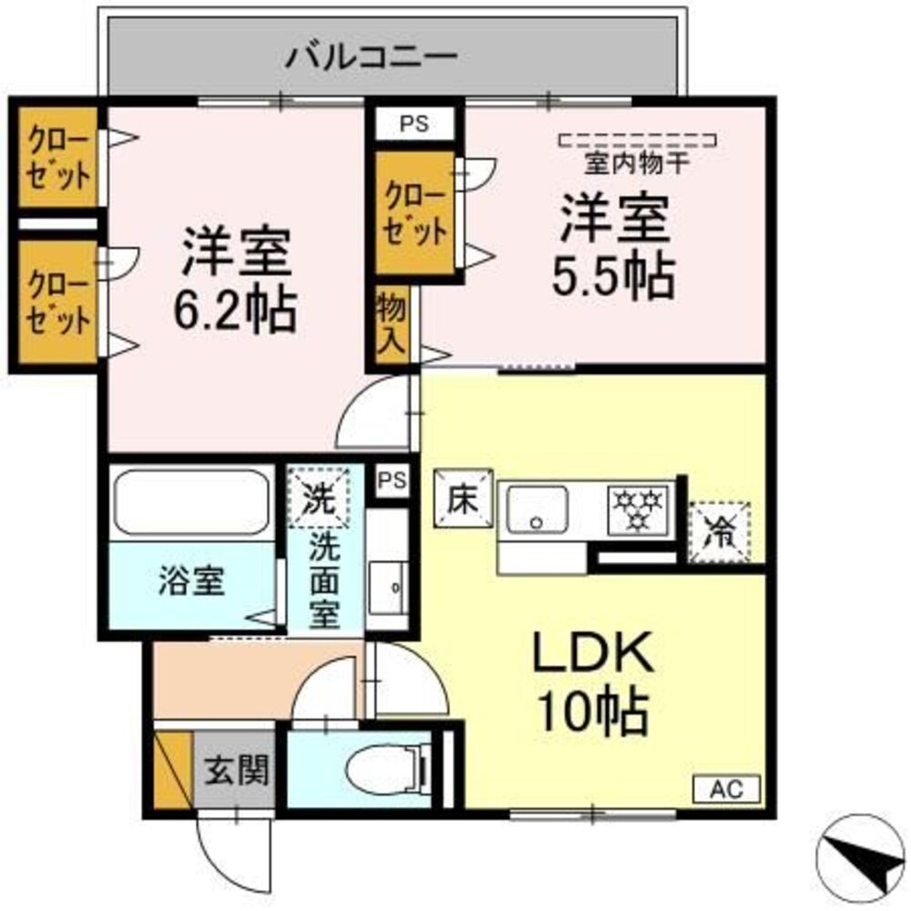 ファミール・AMAKA 千葉県千葉市稲毛区作草部町 (9.6万円／2LDK (洋6.2 洋5.5 LDK10.0)／51.77㎡)｜賃貸物件(賃貸マンション・アパート・一戸建て)の住宅情報・お ...