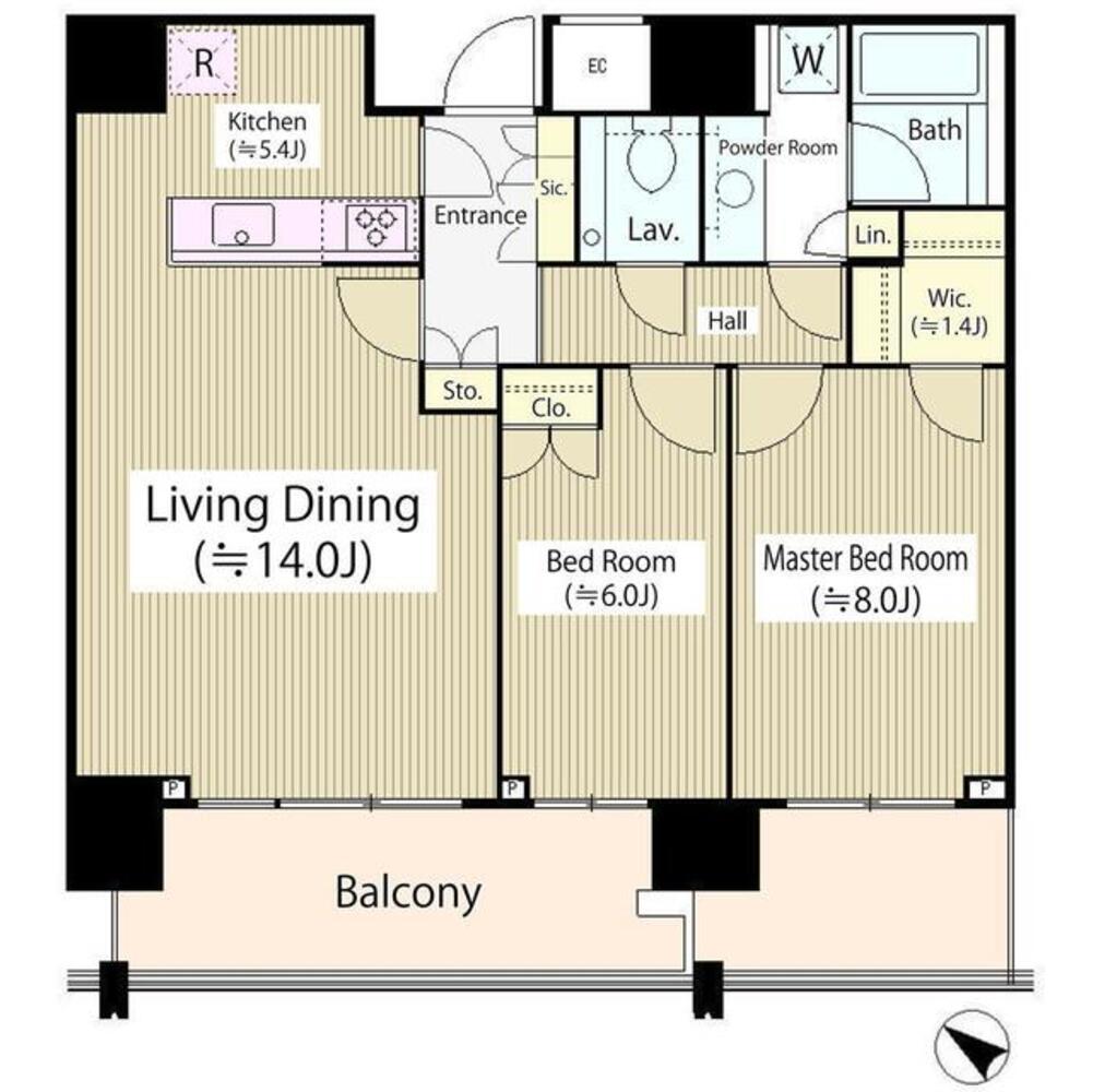 The Roppongi Tokyo Club Residence 東京都港区六本木3 (44万円／2LDK (洋8 洋6 LDK19.4)／75.44㎡)｜賃貸物件(賃貸マンション・アパート ...