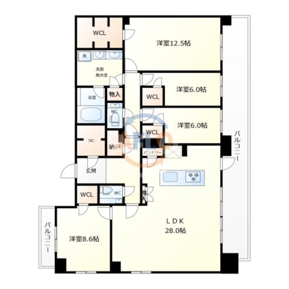 スプランディッド本町東DUE 大阪府大阪市中央区松屋町住吉 (76万円／4LDK (洋12.5 洋8.6 洋6 洋6 LDK28.0)／150.64㎡)｜賃貸物件(賃貸マンション・アパート ...