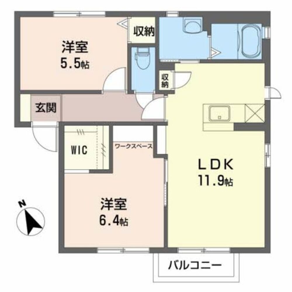 サンクレール 新潟県長岡市沢田2 (7.4万円／2LDK (洋6.4 洋5.5 LDK11.9)／54.83㎡)｜賃貸物件(賃貸マンション・アパート・一戸建て)の住宅情報・お部屋探しなら ...
