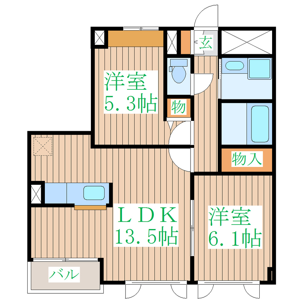 プロモ河原町 宮城県仙台市若林区河原町1 (11.6万円／2LDK (洋6.1 洋5.3 LDK13.5)／58.26㎡)｜賃貸物件(賃貸マンション・アパート・一戸建て)の住宅情報・お部屋探し ...