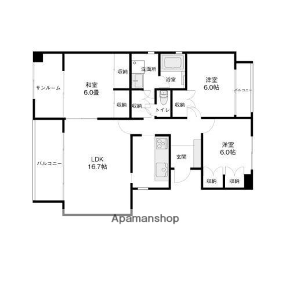 グランフォルム泉野 石川県金沢市泉野町3 (9万円／3LDK (和6 洋6 洋6 LDK16.7)／84.04㎡)｜賃貸物件(賃貸マンション・アパート・一戸建て)の住宅情報・お部屋探しなら ...