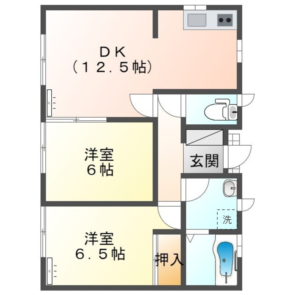 R・ベルコリーヌ 岩手県一関市萩荘字西田 (6.1万円／2LDK (洋6.5 洋6 LDK12.5)／57.13㎡)｜賃貸物件(賃貸マンション・アパート・一戸建て)の住宅情報・お部屋探しなら ...