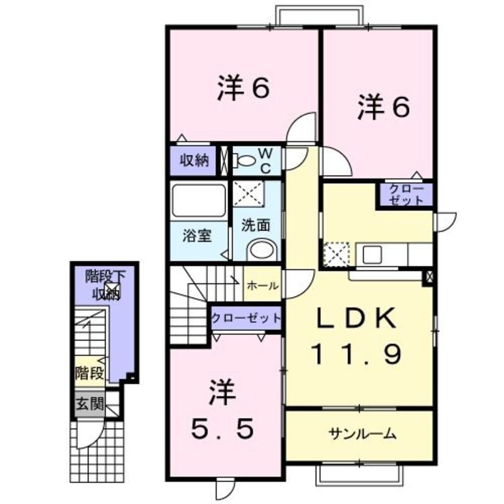 ボヤージュ 秋田県能代市字南陽崎 (6.35万円／3LDK (洋6 洋6 洋5.5 LDK11.90)／73.75㎡)｜賃貸物件(賃貸マンション・アパート・一戸建て)の住宅情報・お部屋探しなら ...