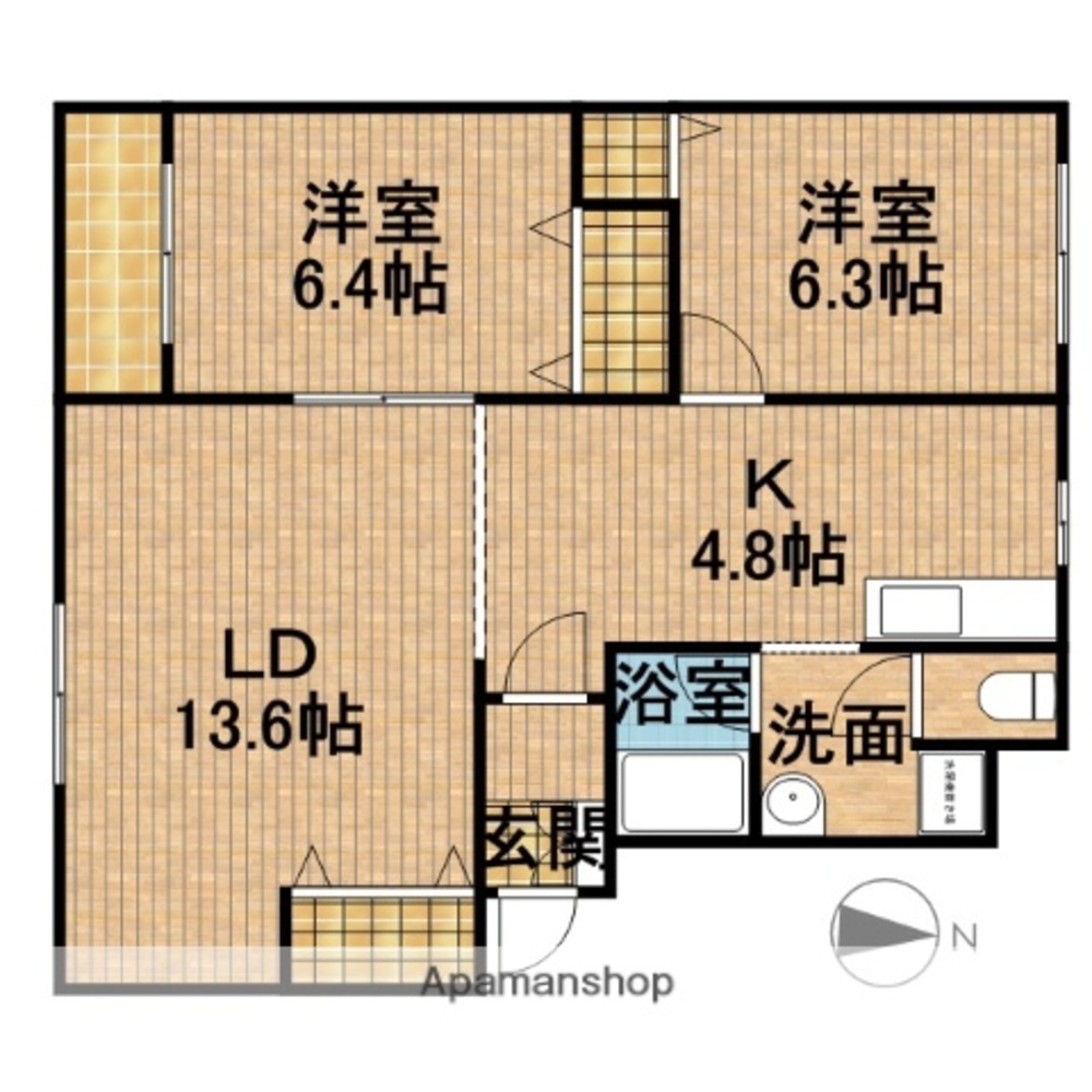 アヴェニュー大門 静岡県周智郡森町森 (5.8万円／2LDK (洋6.4 洋6.4 LDK18.5)／68.78㎡)｜賃貸物件(賃貸マンション・アパート・一戸建て)の住宅情報・お部屋探しなら ...