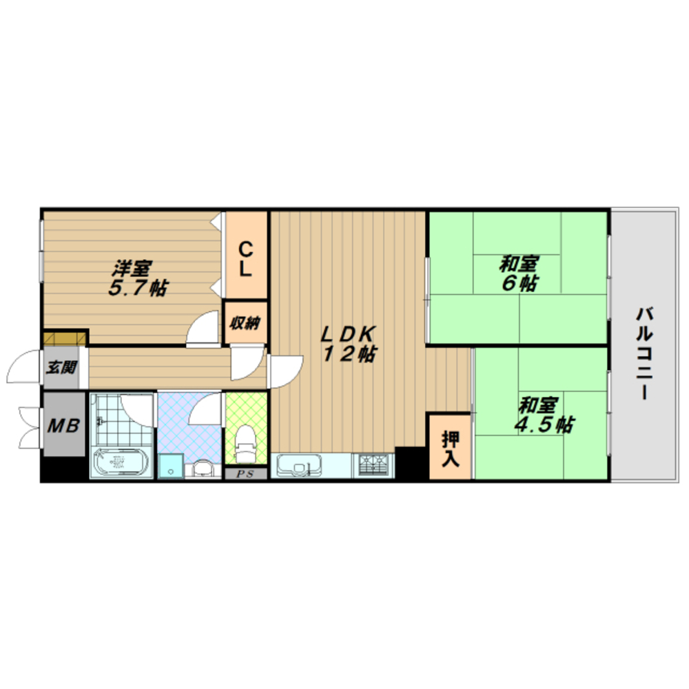 山陽本線（JR西日本） 朝霧駅 8階建 築51年 兵庫県明石市大蔵八幡町 (6万円／3LDK (和6 和4.5 洋5.7 LDK12)／60.5㎡)｜賃貸物件(賃貸マンション・アパート・一戸 ...