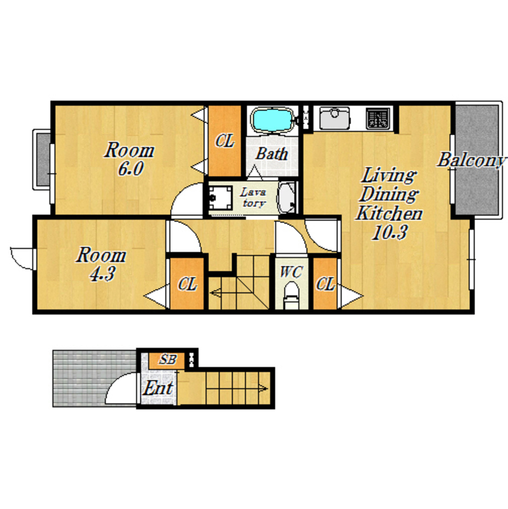 プチメゾンロココII 大阪府大阪市城東区中浜1 (9万円／2LDK (洋6 洋4.3 LDK10.3)／52.83㎡)｜賃貸物件(賃貸マンション・アパート・一戸建て)の住宅情報・お部屋探しなら ...