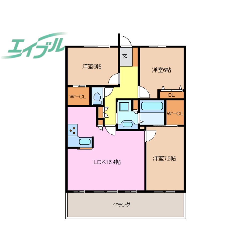 サンマンションアトレ中川駅前ラグゼ 三重県松阪市嬉野中川新町2 (12万円／3LDK (洋7.5 洋6 洋6 LDK16.4)／76.72㎡)｜賃貸物件(賃貸マンション・アパート・一戸建て)の ...
