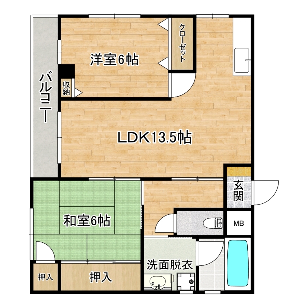 メゾンカトレア 福岡県北九州市八幡西区穴生2 (5.5万円／2LDK (和6 洋6 13.5LDK)／59.94㎡)｜賃貸物件(賃貸マンション・アパート・一戸建て)の住宅情報・お部屋探しなら ...