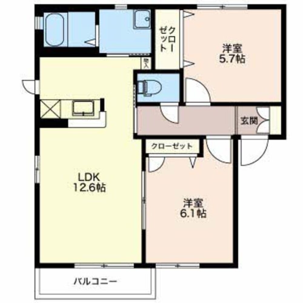 ウエストコートB 新潟県長岡市永田2 (6.5万円／2LDK (洋6.1 洋5.7 LDK12.6)／54.81㎡)｜賃貸物件(賃貸マンション・アパート・一戸建て)の住宅情報・お部屋探しなら ...