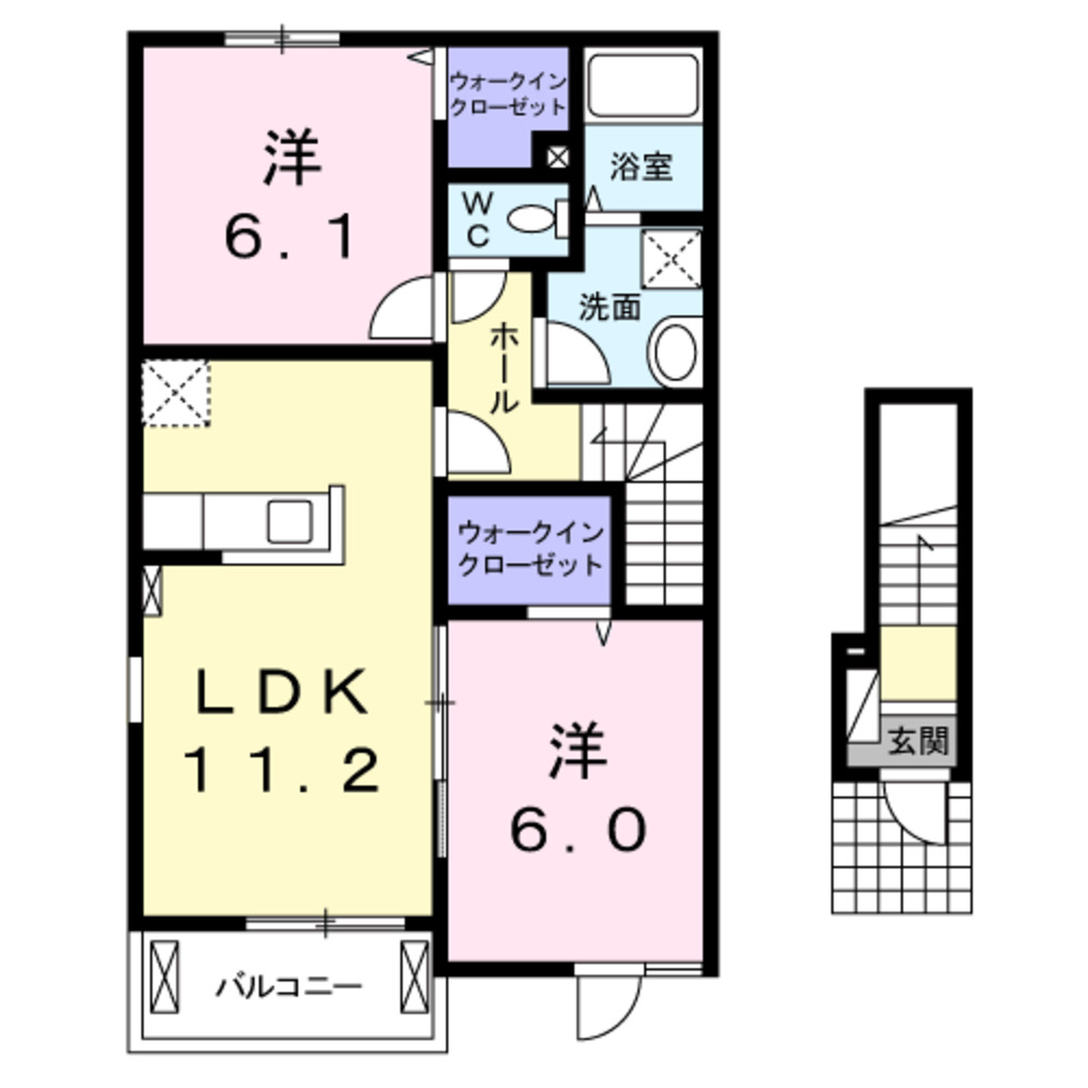 ル・レーヴA 山梨県中巨摩郡昭和町西条 (6.9万円／2LDK (洋6.1 洋6 LDK11.2)／57.64㎡)｜賃貸物件(賃貸マンション・アパート・一戸建て)の住宅情報・お部屋探しなら ...