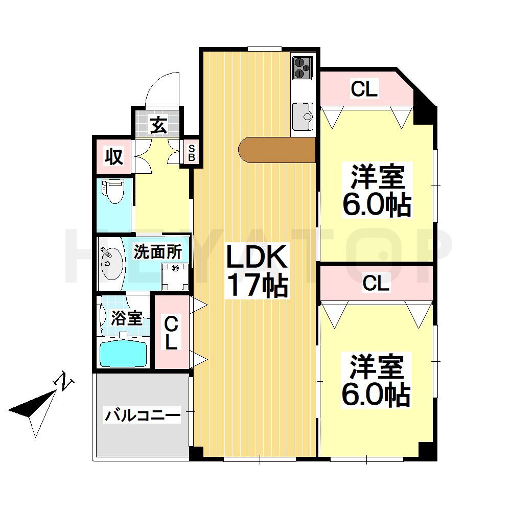 名古屋市営地下鉄桜通線 鶴里駅 3階建 築22年 愛知県名古屋市南区貝塚町 (9万円／2LDK (洋6 洋6 LDK17.0)／72.58㎡)｜賃貸物件(賃貸マンション・アパート・一戸建て)の ...