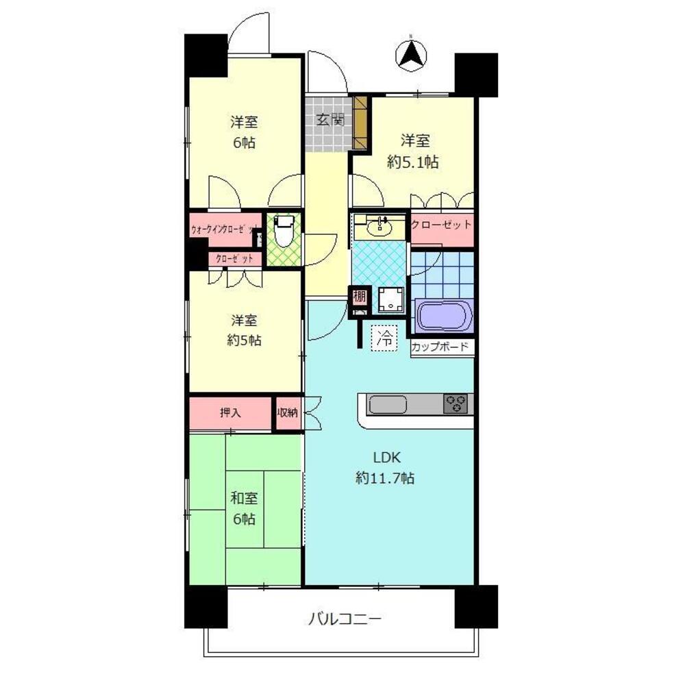 サンクレイドル大分城址公園弐番館 大分県大分市城崎町1 (14万円／4LDK (和6 洋6 洋5.1 洋5 LDK11.7)／80.02㎡)｜賃貸物件(賃貸マンション・アパート・一戸建て)の ...