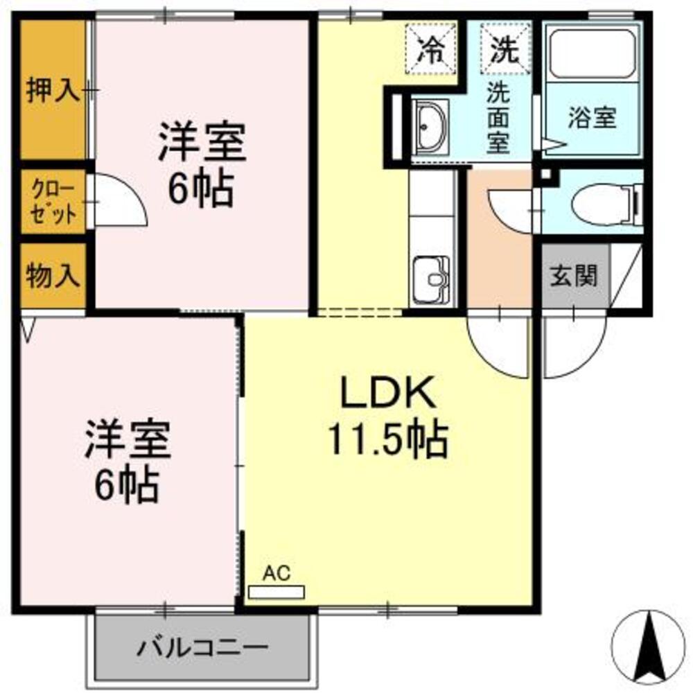 スラージュマンABC 山形県山形市荒楯町2 (6万円／2LDK (洋6 洋6 LDK11.5)／51.91㎡)｜賃貸物件(賃貸マンション・アパート・一戸建て)の住宅情報・お部屋探しなら ...