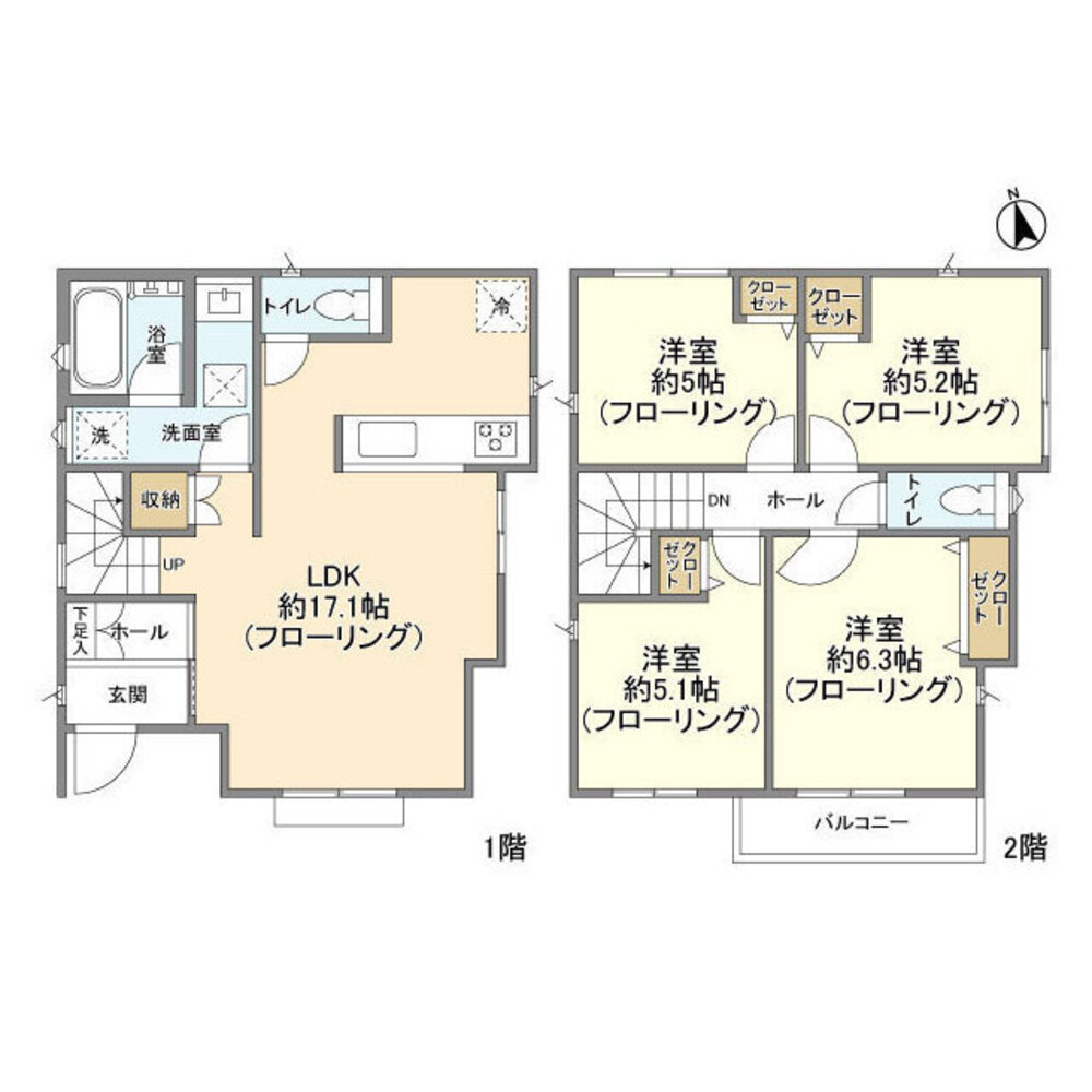 Kolet南鳩ヶ谷＃03 埼玉県川口市三ツ和1 (19.8万円／4LDK (洋6.3 洋5.2 洋5.1 洋5 LDK17.1)／88.19㎡)｜賃貸物件(賃貸マンション・アパート・一戸建て ...