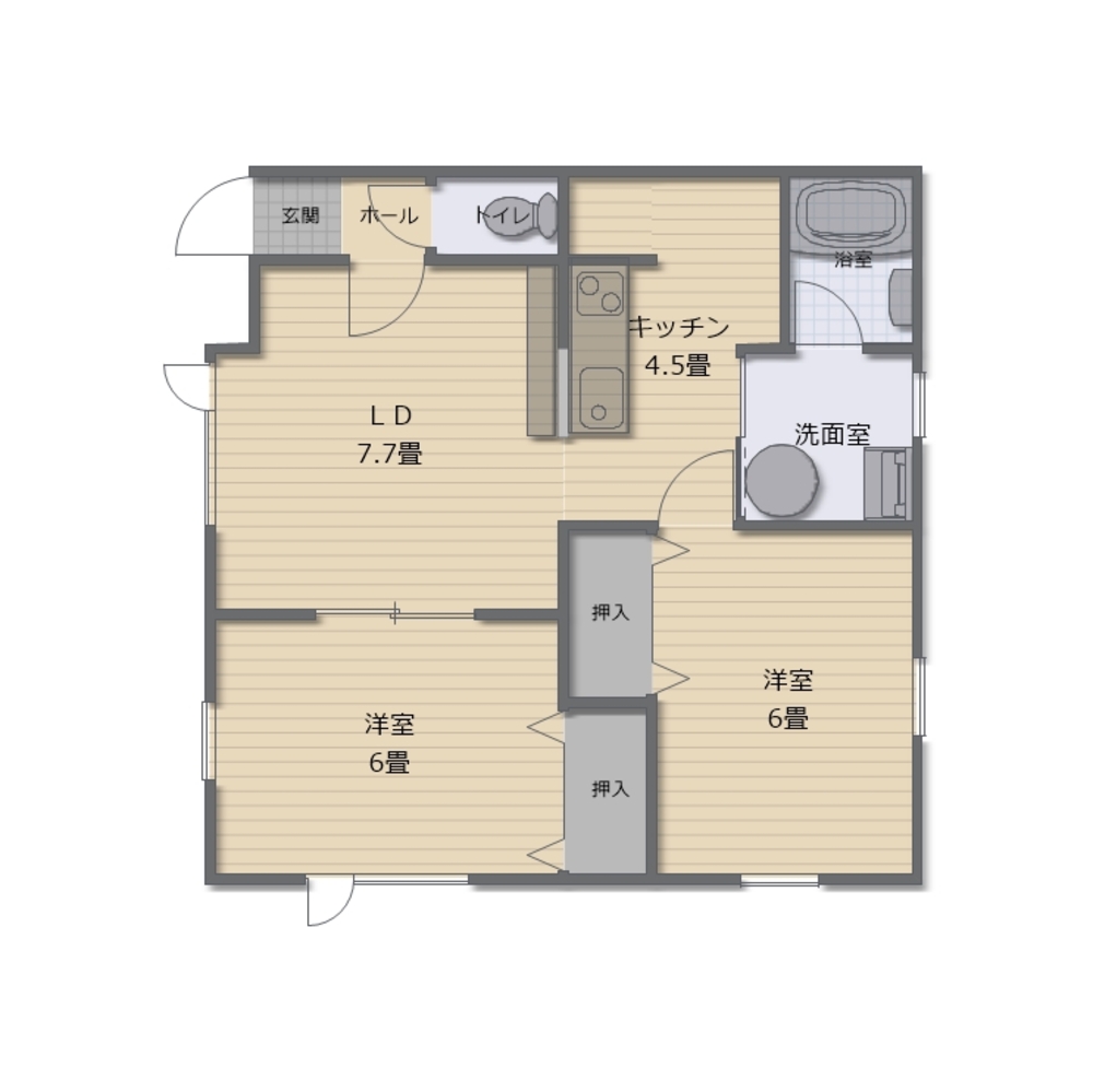 SKハウス 北海道空知郡上富良野町南町3 (3.8万円／2LDK (洋6 洋6 LD7.7K4.5)／51.84㎡)｜賃貸物件(賃貸マンション・アパート・一戸建て)の住宅情報・お部屋探しなら ...