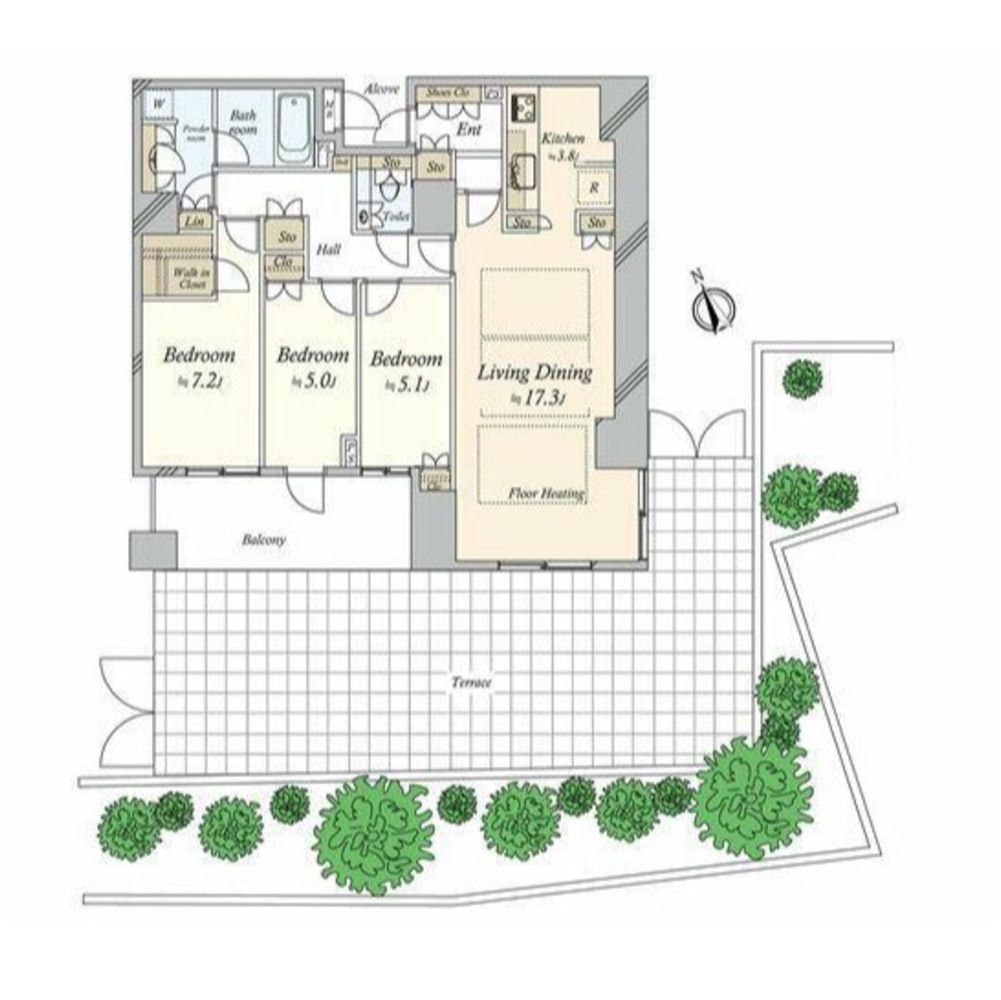 東京メトロ銀座線 外苑前駅 地下2地上18階建 築13年 東京都渋谷区神宮前3 (70万円／3LDK (洋7.2 洋5.1 洋5 LDK21.1)／95.2㎡)｜賃貸物件(賃貸マンション ...