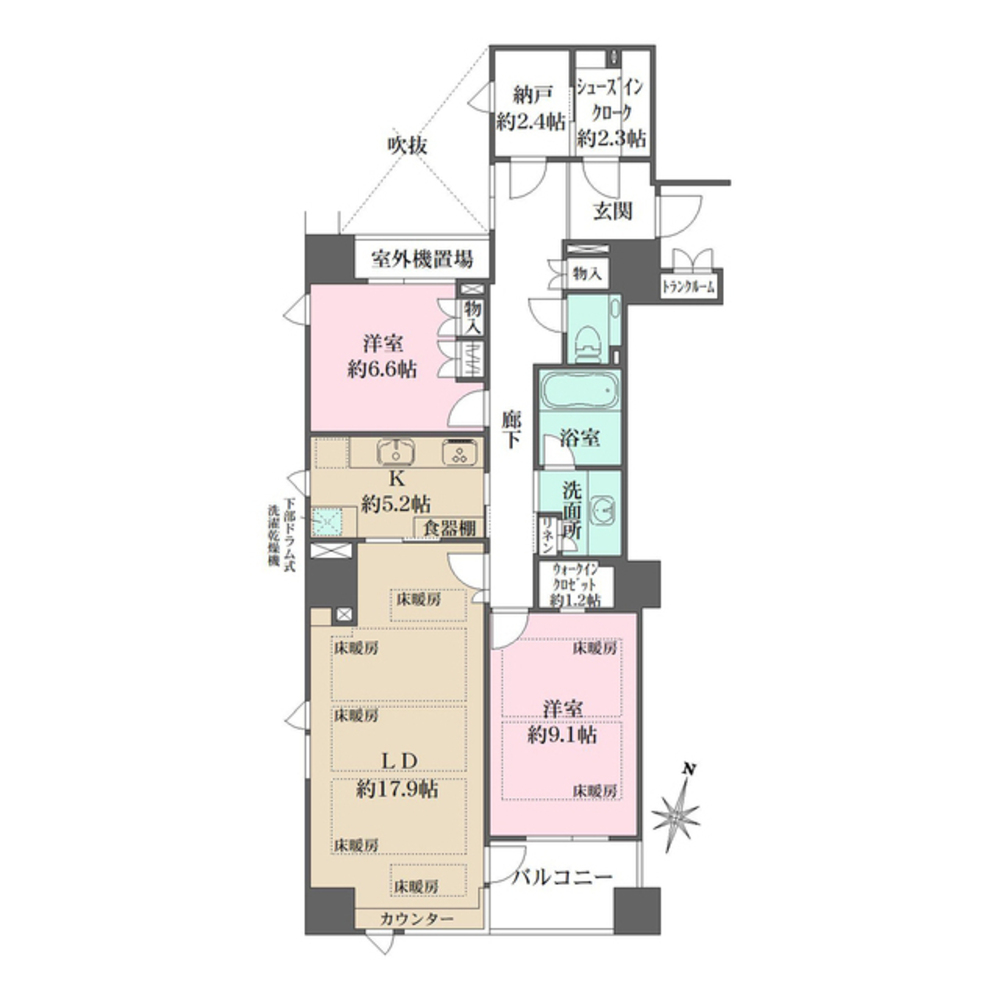 パークハウス二番町 東京都千代田区二番町 (56万円／2LDK (洋9.1 洋6.6 LDK23.1)／103.42㎡)｜賃貸物件(賃貸マンション・アパート・一戸建て)の住宅情報・お部屋探し ...