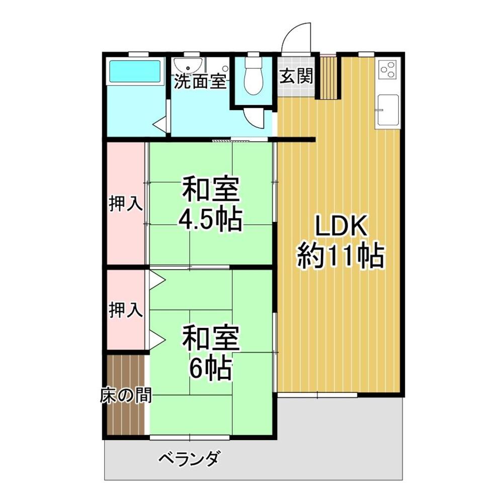 ふるやハイツ 山口県防府市華園町 (4.2万円／2LDK (和6 和4.5 2LDK)／51.44㎡)｜賃貸物件(賃貸マンション・アパート・一戸建て)の住宅情報・お部屋探しならYahoo!不動産