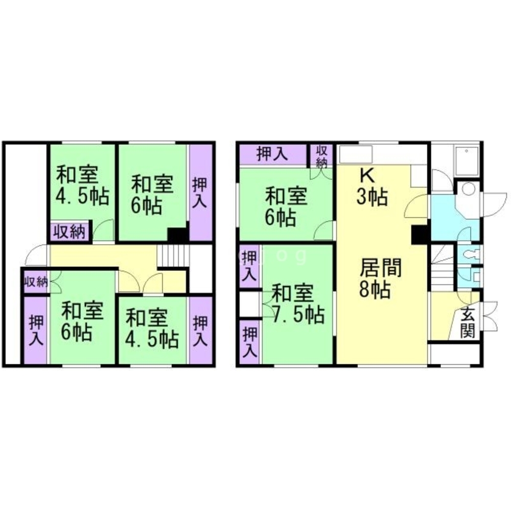 東2南9戸建 北海道名寄市東二条南9 (3.9万円／6LDK (和7.5 和6 和6 和6 和4.5 和4.5 LD8K3)／123.93㎡)｜賃貸物件(賃貸マンション・アパート・一戸建て)の ...