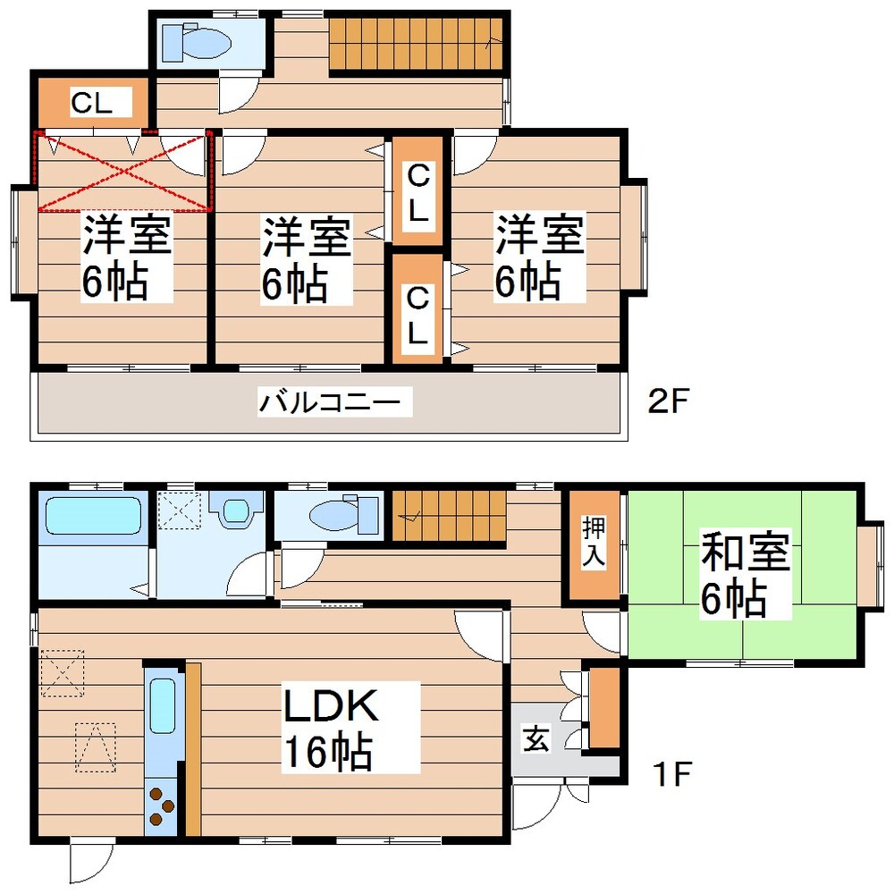 名取関口邸貸家 宮城県名取市上余田字市坪 (12万円／4LDK (和6 洋6 洋6 洋6 LDK16)／102.67㎡)｜賃貸物件(賃貸マンション・アパート・一戸建て)の住宅情報・お部屋探し ...