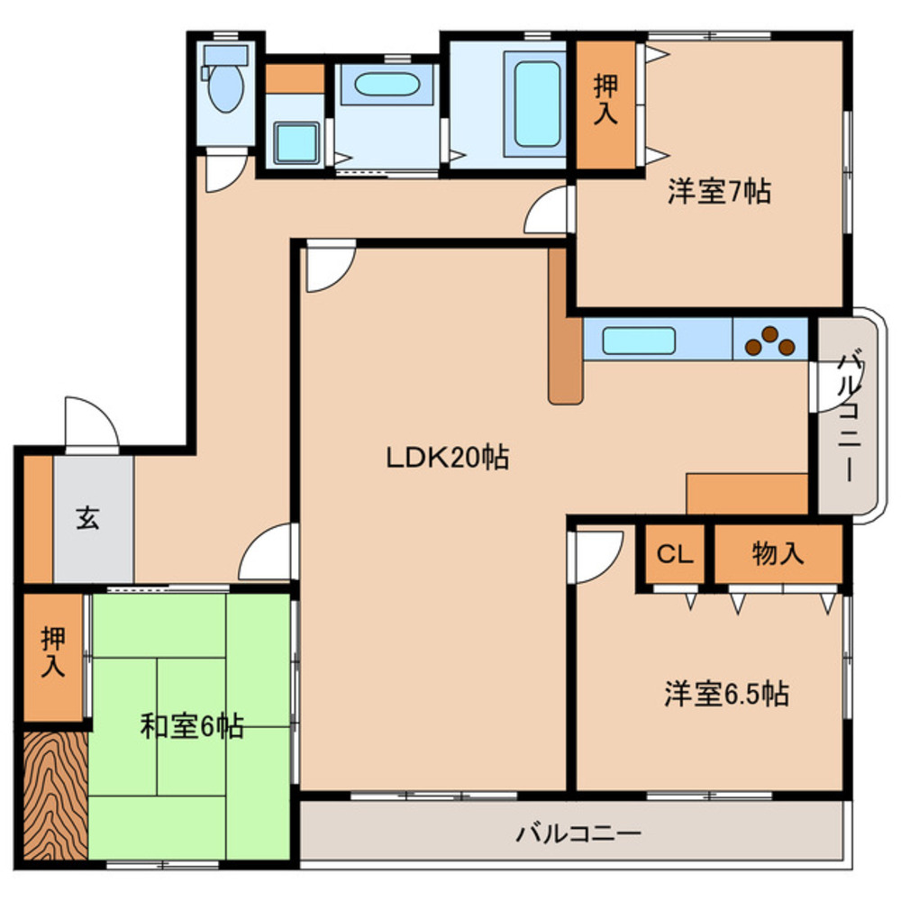 東海道本線（JR東海） 浜松駅 地上3階建て 築35年 静岡県浜松市中央区広沢2 (10.5万円／3LDK (和6 洋7 洋6 LDK20)／101㎡)｜賃貸物件(賃貸マンション・アパート ...