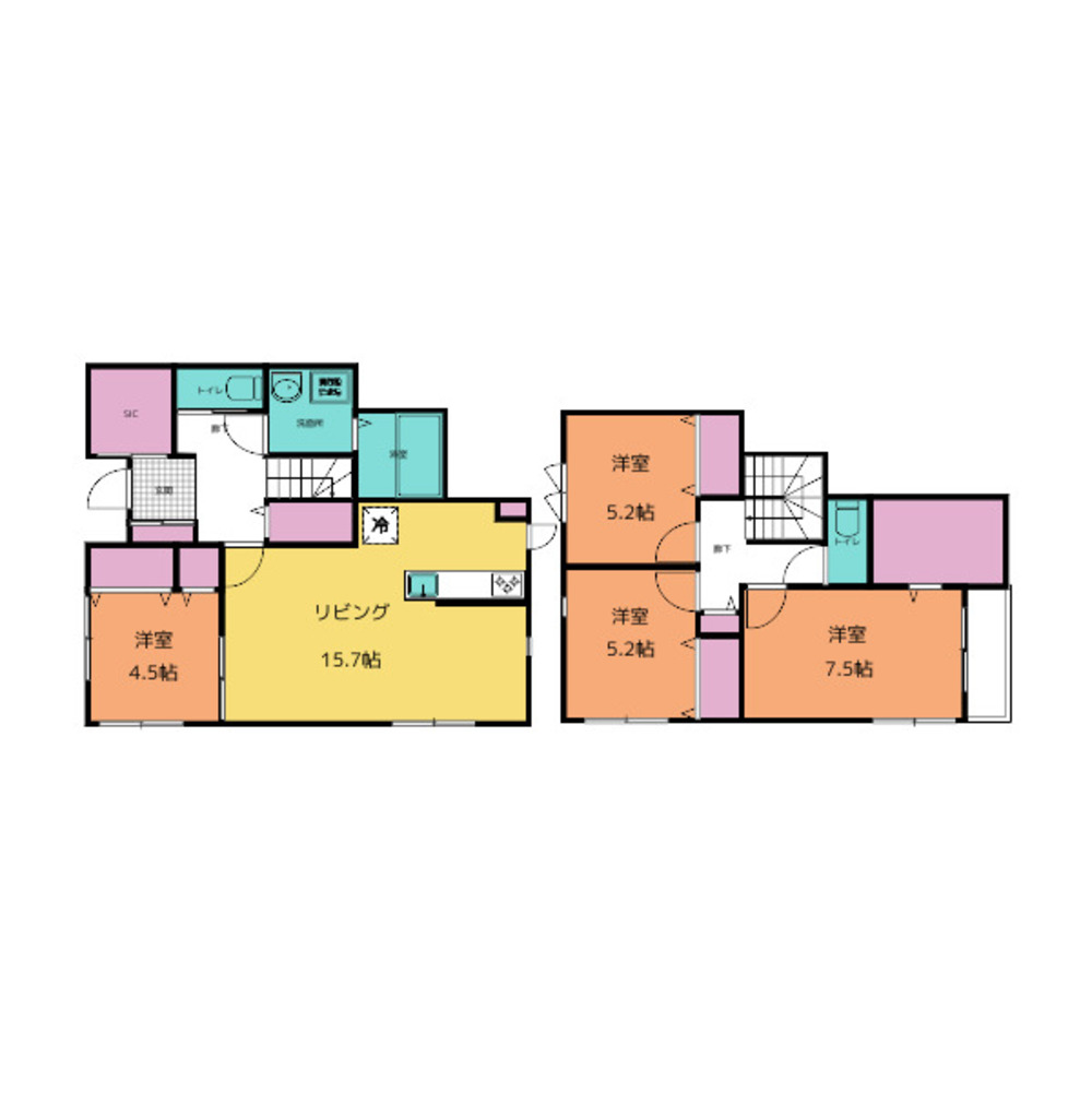 多賀城笠神2号棟 宮城県多賀城市笠神1 (12万円／4LDK (洋7.5 洋5.2 洋5.2 洋4.5 LDK15.7)／105.16㎡)｜賃貸物件(賃貸マンション・アパート・一戸建て)の住宅 ...