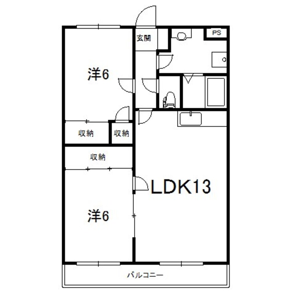 エーデルハイム 群馬県前橋市元総社町 (5.8万円／2LDK (洋6 洋6 LDK13)／56.73㎡)｜賃貸物件(賃貸マンション・アパート・一戸建て)の住宅情報・お部屋探しならYahoo!不動産