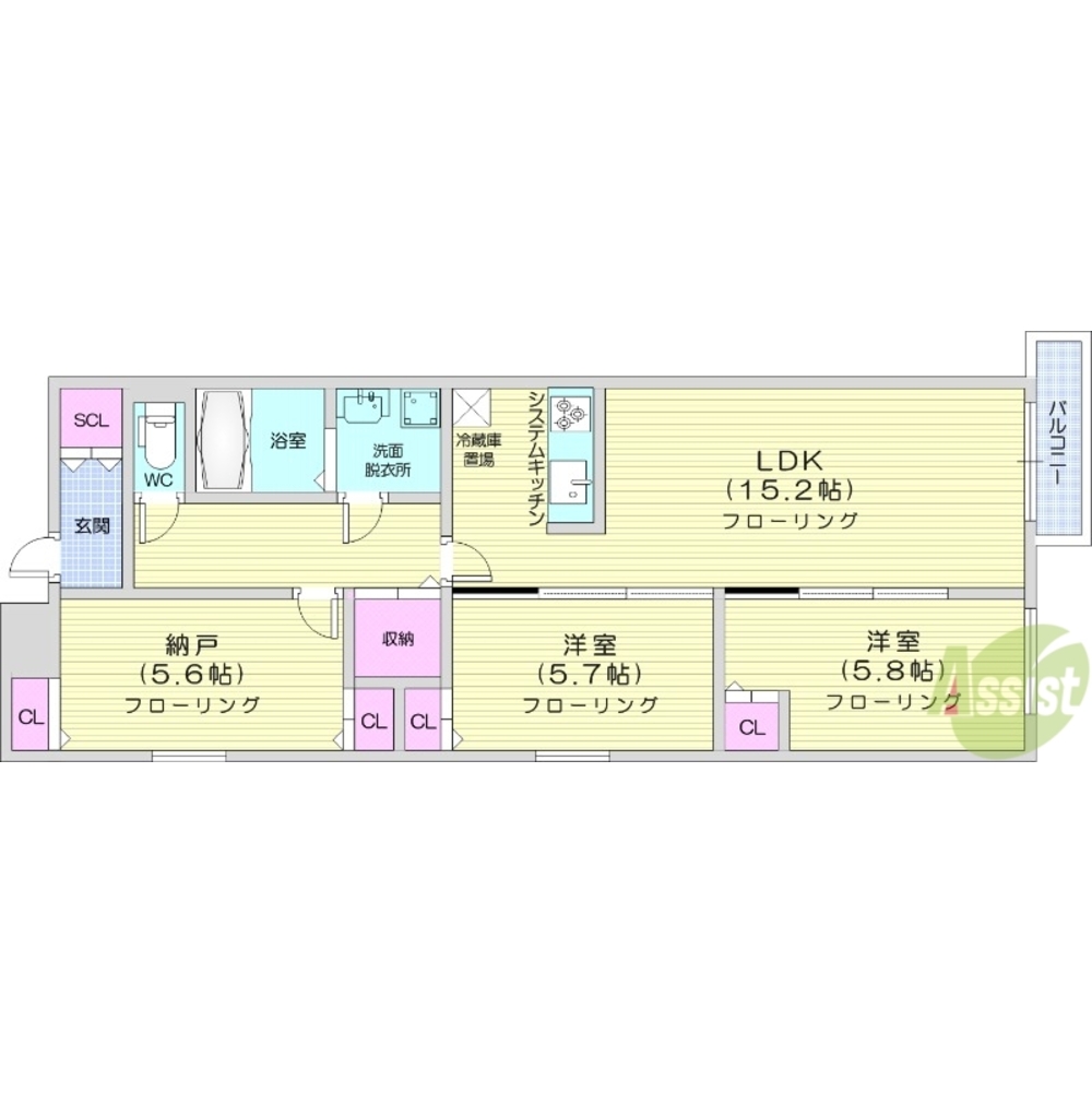 札幌市電 ロープウェイ入口駅 5階建 築1年未満 北海道札幌市中央区南十七条西18 (15万円／3LDK (洋5.8 洋5.7 LDK15.2)／75.06㎡)｜賃貸物件(賃貸マンション ...