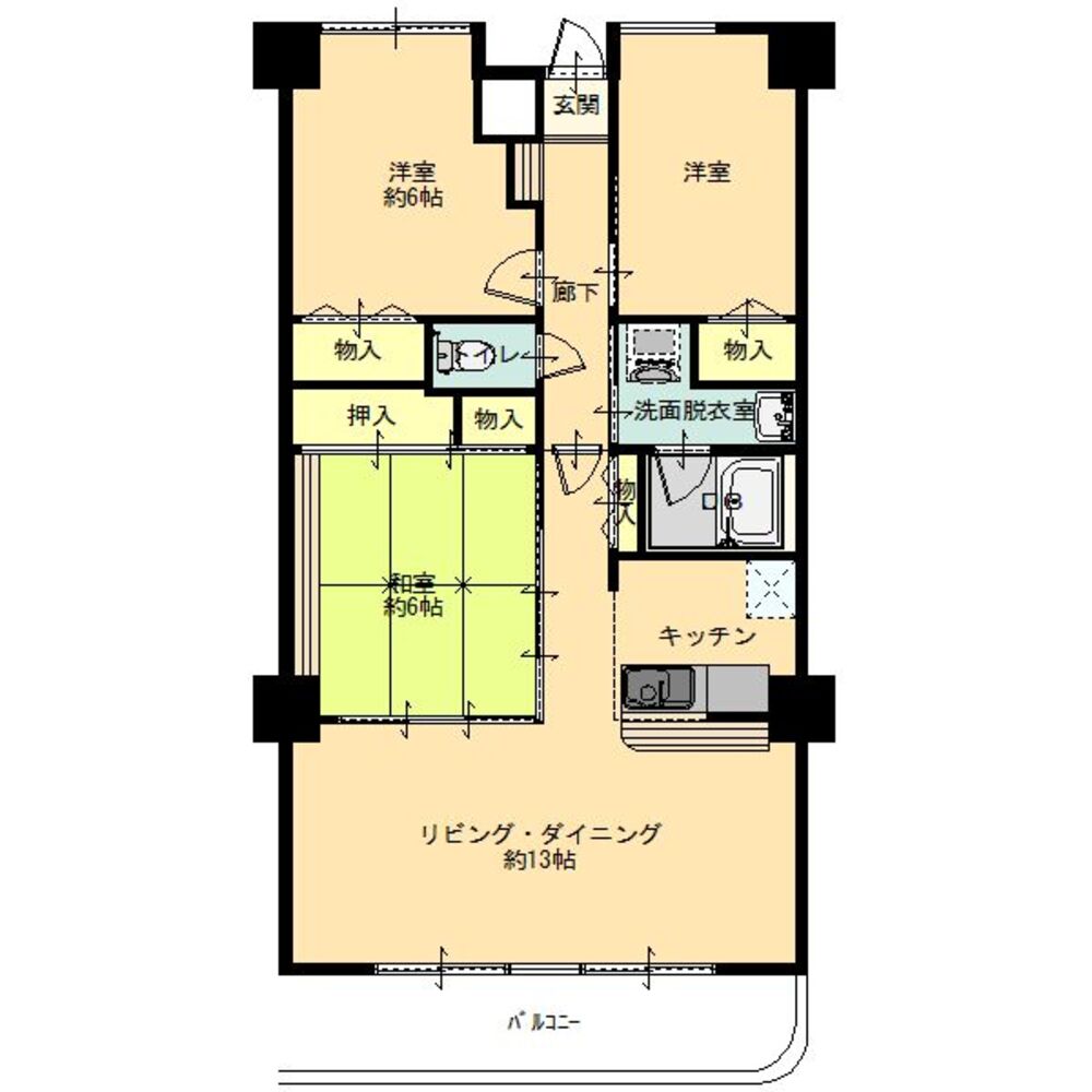 ローゼンクローネ 栃木県足利市八幡町2 (6.3万円／3LDK／70.42㎡)｜賃貸物件(賃貸マンション・アパート・一戸建て)の住宅情報・お部屋探しならYahoo!不動産