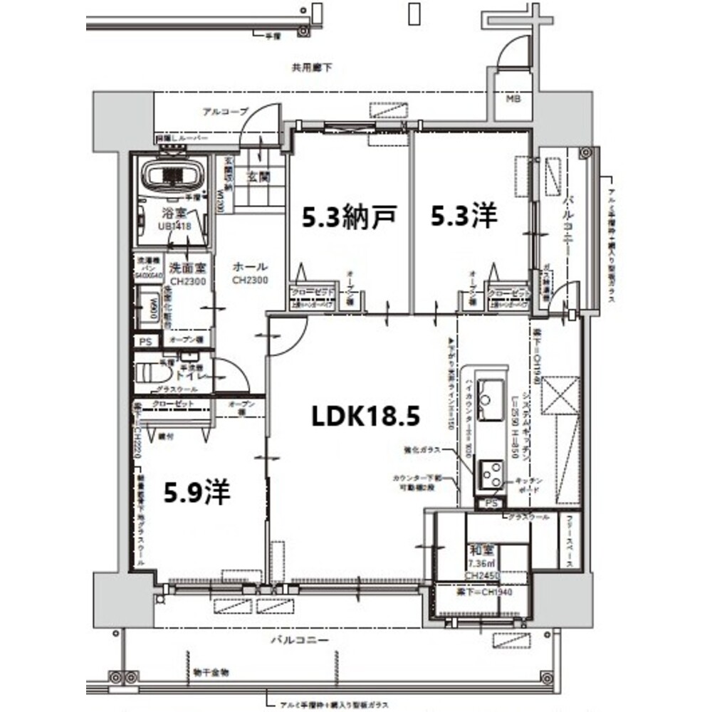 クレイルシティ山口堂の前 山口県山口市堂の前町 (18万円／3SLDK (和4.5 洋5.9 洋5.3 LDK18.5 納戸 5.3)／79.22㎡)｜賃貸物件(賃貸マンション・アパート・一戸 ...