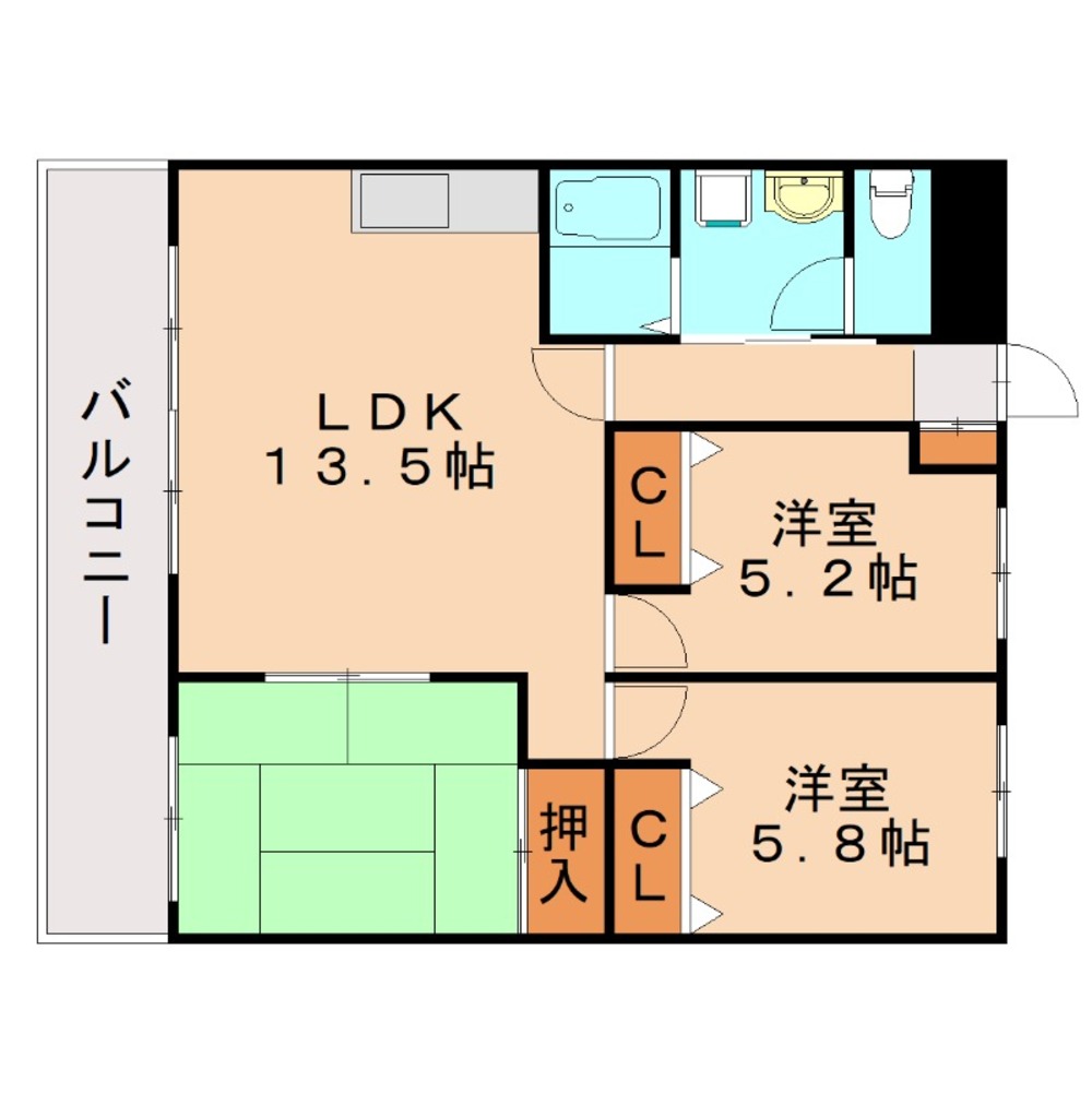 フローラル道善 福岡県那珂川市道善1 (6.9万円／3LDK (和6 洋5.8 洋5.2 LDK13.5)／66.42㎡)｜賃貸物件(賃貸マンション・アパート・一戸建て)の住宅情報・お部屋探し ...