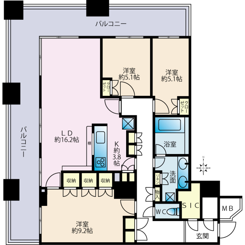 ラゾーナ川崎レジデンス セントラルタワー 神奈川県川崎市幸区堀川町 (35万円／4LDK／95.73㎡)｜賃貸物件(賃貸マンション・アパート・一戸建て)の住宅情報・お部屋探しならYahoo!不動産