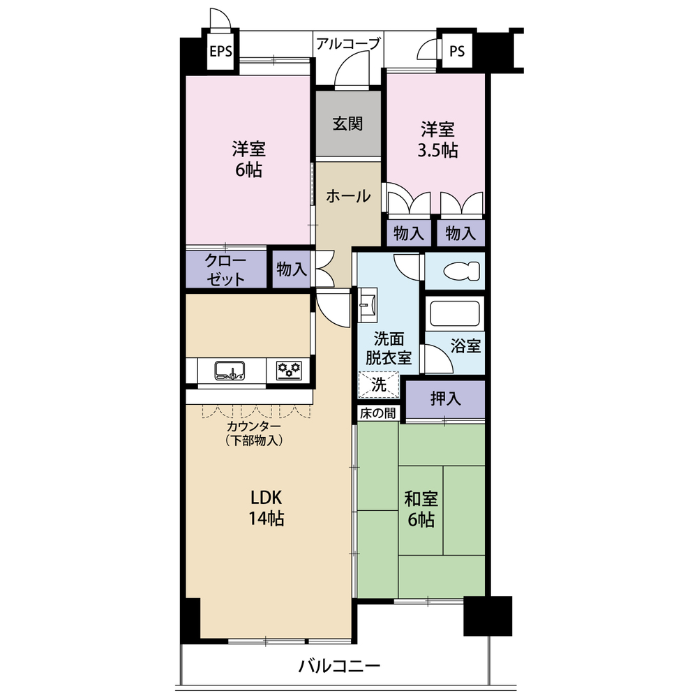 ジョイ茅ヶ崎パート1 神奈川県茅ヶ崎市幸町 (13.5万円／3LDK (和6 洋6 洋3.5 LDK14)／73.66㎡)｜賃貸物件(賃貸マンション・アパート・一戸建て)の住宅情報・お部屋探し ...