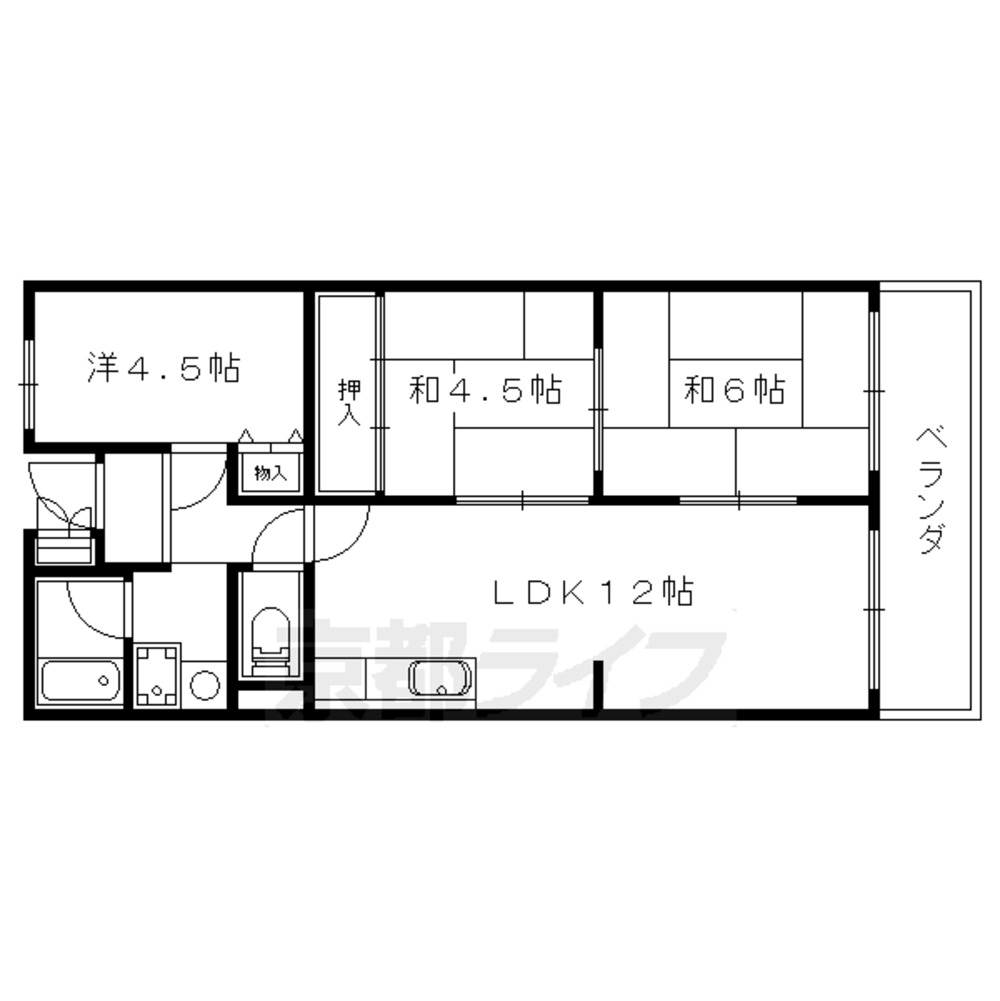 ハイム日野 京都府京都市伏見区日野馬場出町 (6.5万円／3LDK (和6 和4.5 洋4.5 LDK12)／61㎡)｜賃貸物件(賃貸マンション・アパート・一戸建て)の住宅情報・お部屋探しなら ...