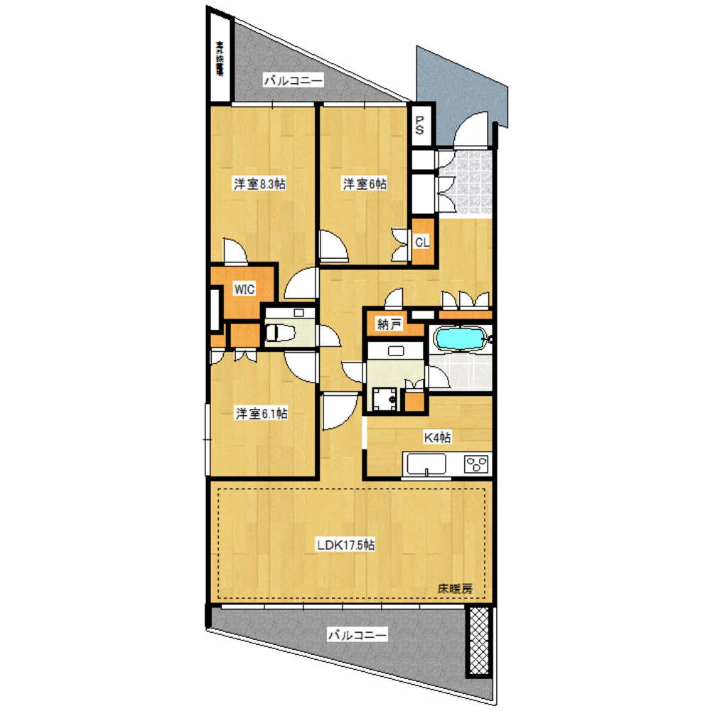 加賀レジデンス 東京都板橋区加賀2 (28万円／3LDK (洋8.3 洋6.1 洋6 LDK17.5)／95.92㎡)｜賃貸物件(賃貸マンション・アパート・一戸建て)の住宅情報・お部屋探しなら ...