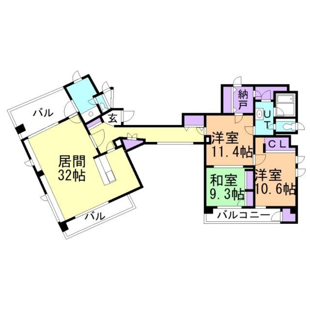 カーサ函館 北海道函館市大手町 (15万円／3LDK (和9.3 洋11.4 洋10.6 LDK32)／204.34㎡)｜賃貸物件(賃貸マンション・アパート・一戸建て)の住宅情報・お部屋探し ...
