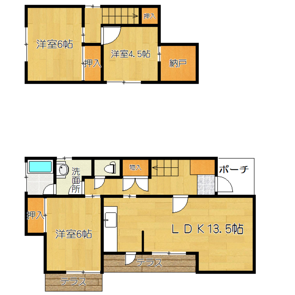 折立戸建て 宮城県仙台市青葉区折立1 (6.8万円／3LDK (洋6 洋6 洋4.5 LDK13.5)／75.5㎡)｜賃貸物件(賃貸マンション・アパート・一戸建て)の住宅情報・お部屋探しなら ...