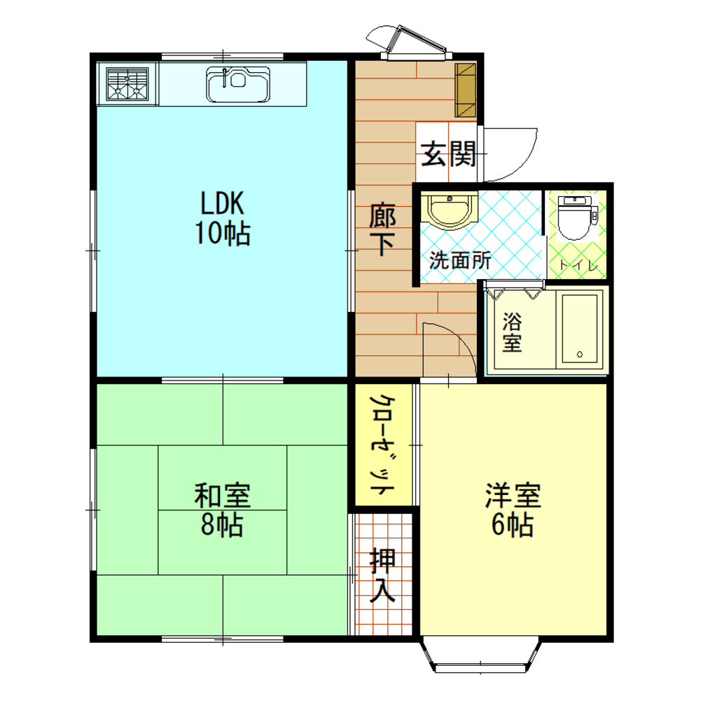 TKヴィレッジA 青森県八戸市南類家1 (4.8万円／2LDK (和8 洋6 LDK10)／56.31㎡)｜賃貸物件(賃貸マンション・アパート・一戸建て)の住宅情報・お部屋探しならYahoo!不動産