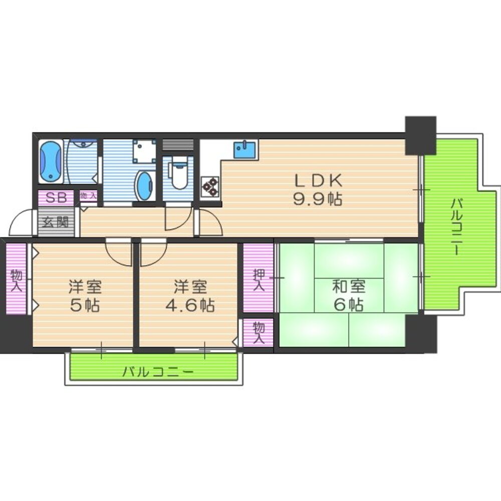 北梅田パーク・レジデンス 大阪府大阪市北区中津3 (11万円／3LDK (和6 洋4.7 LDK9.7)／58.38㎡)｜賃貸物件(賃貸マンション・アパート・一戸建て)の住宅情報・お部屋探し ...