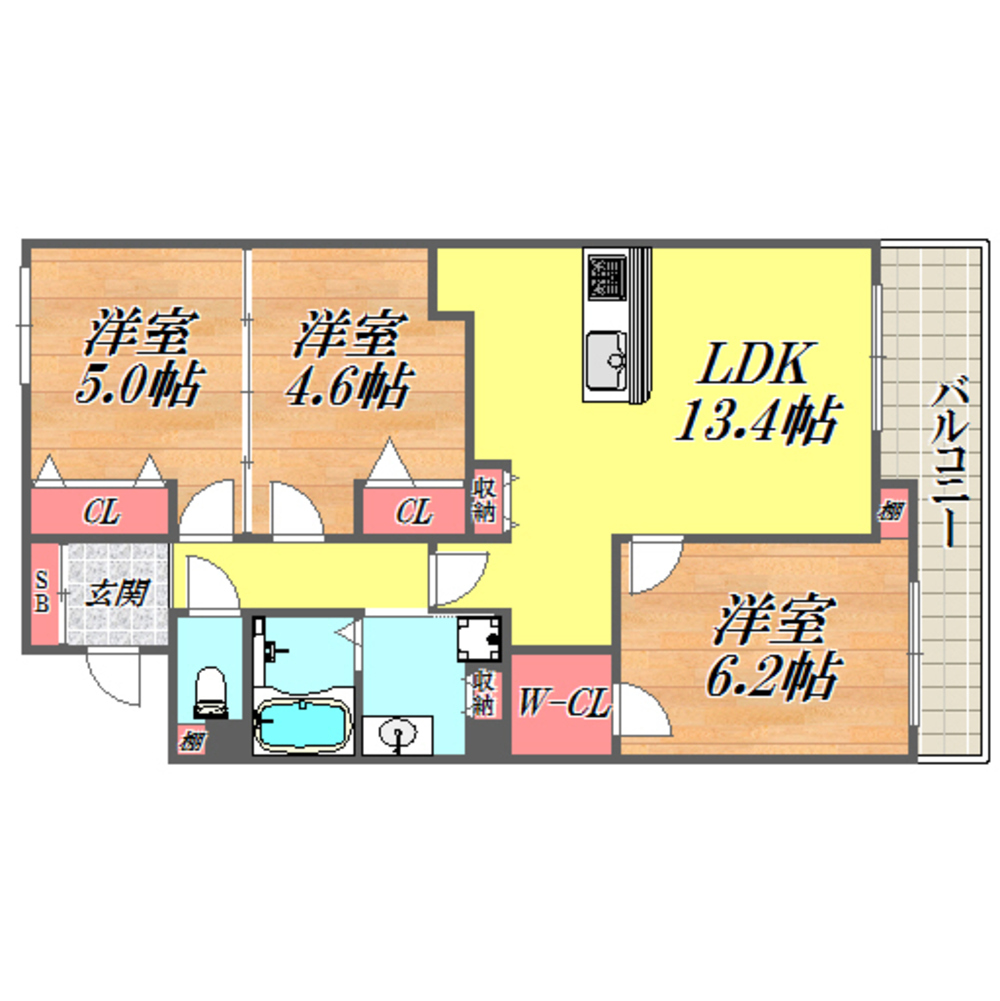 コージースクエア武庫之荘 兵庫県尼崎市武庫之荘西2 (11.6万円／3LDK (洋6.2 洋5 洋4.6 LDK13.4)／66.4㎡)｜賃貸物件(賃貸マンション・アパート・一戸建て)の住宅 ...