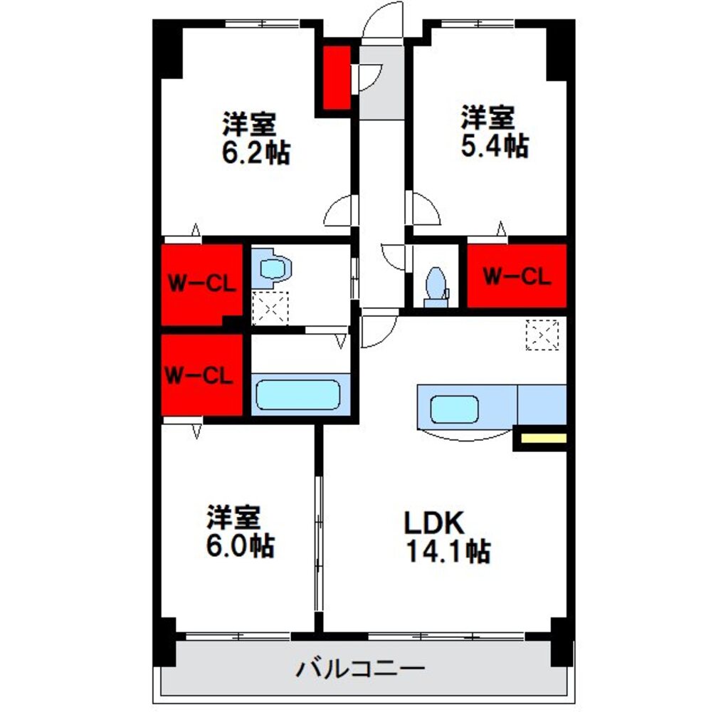 Weber・D 福岡県福津市福間駅東1 (10.6万円／3LDK (洋6.2 洋6 洋5.4 LDK14.1)／72.86㎡)｜賃貸物件(賃貸マンション・アパート・一戸建て)の住宅情報・お ...