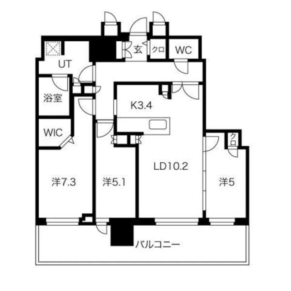 ONE札幌ステーションタワー 北海道札幌市北区北八条西1 (36.5万円／3LDK (洋7.3 洋5.1 洋5 LD10.2K3.4)／75.82㎡)｜賃貸物件(賃貸マンション・アパート・一戸 ...