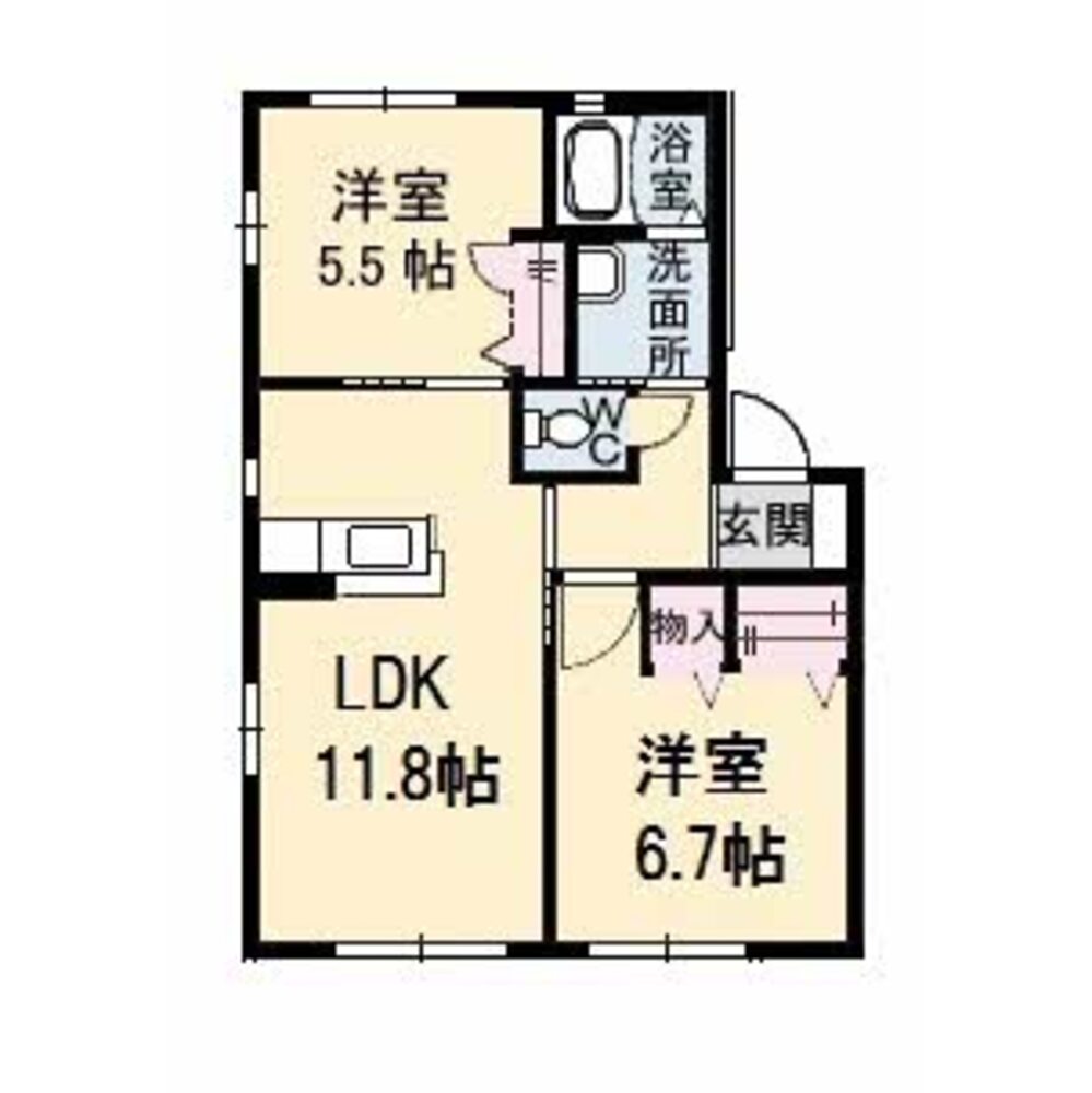 メゾンボヌールII B201号 高知県香美市土佐山田町秦山町2 (6.5万円／2LDK (洋6.6 洋5.3 LDK11.8)／53.28㎡)｜賃貸物件(賃貸マンション・アパート・一戸建て)の ...