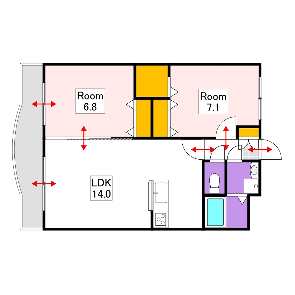 Maple Court弐番館 岡山県岡山市北区北長瀬表町3 (8.3万円／2LDK (洋7.1 洋6.7 LDK14.0)／60.35㎡)｜賃貸物件(賃貸マンション・アパート・一戸建て)の住宅 ...