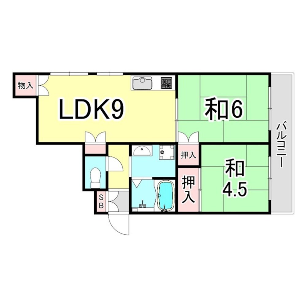 東海道本線（JR西日本） 甲子園口駅 地上2階建て 築30年 兵庫県西宮市天道町 (7万円／2LDK (和6 和6 LDK9.0)／46.96㎡)｜賃貸物件(賃貸マンション・アパート・一戸建て ...