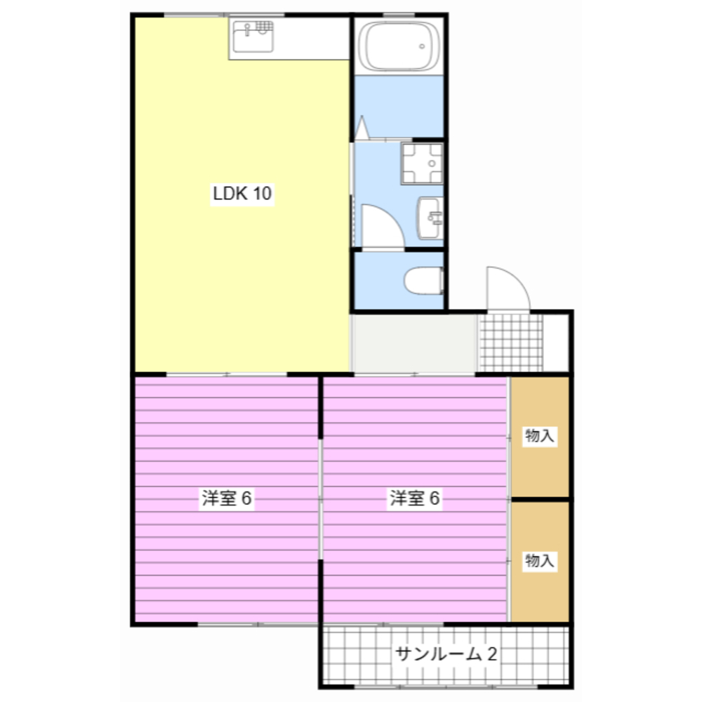 フォーラム丸塚II 静岡県浜松市中央区丸塚町 (4.5万円／2LDK (洋6 洋6 LDK10)／54.5㎡)｜賃貸物件(賃貸マンション・アパート・一戸建て)の住宅情報・お部屋探しなら ...